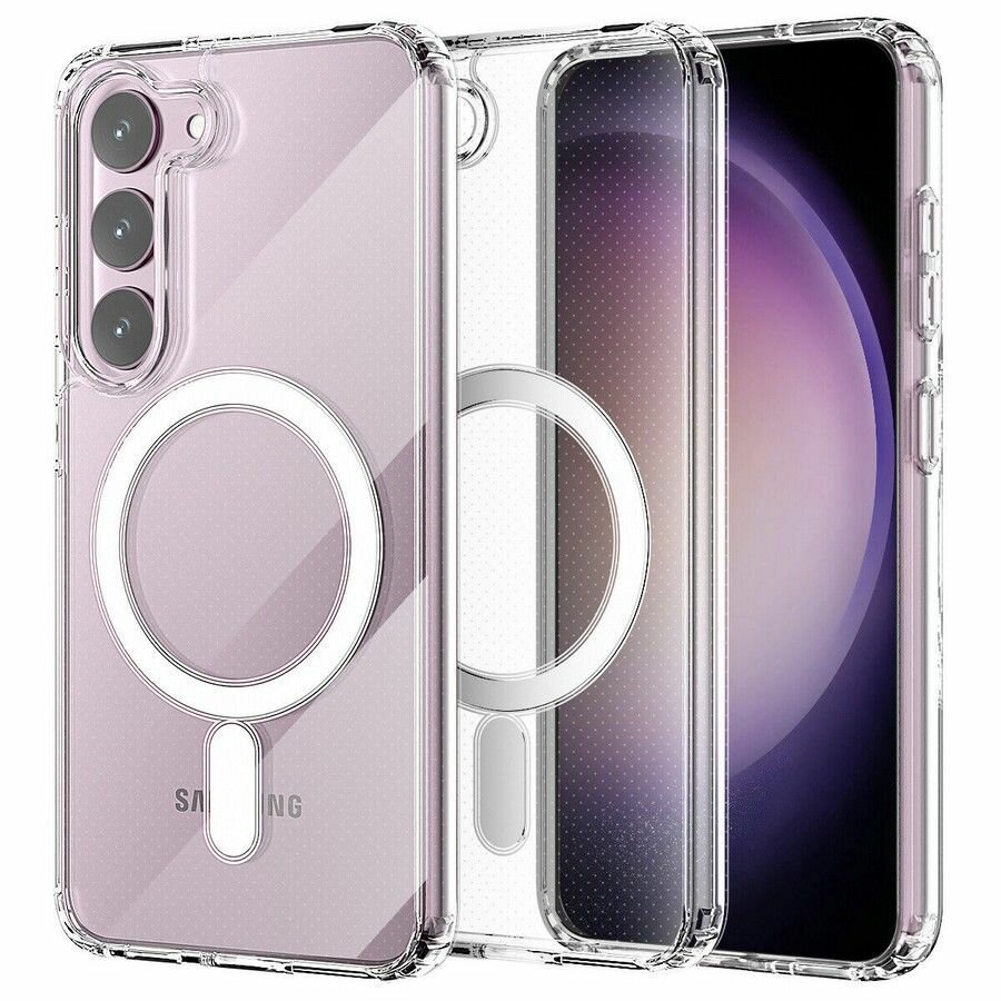 Силиконовая накладка с Magsafe для Samsung S23 прозрачный