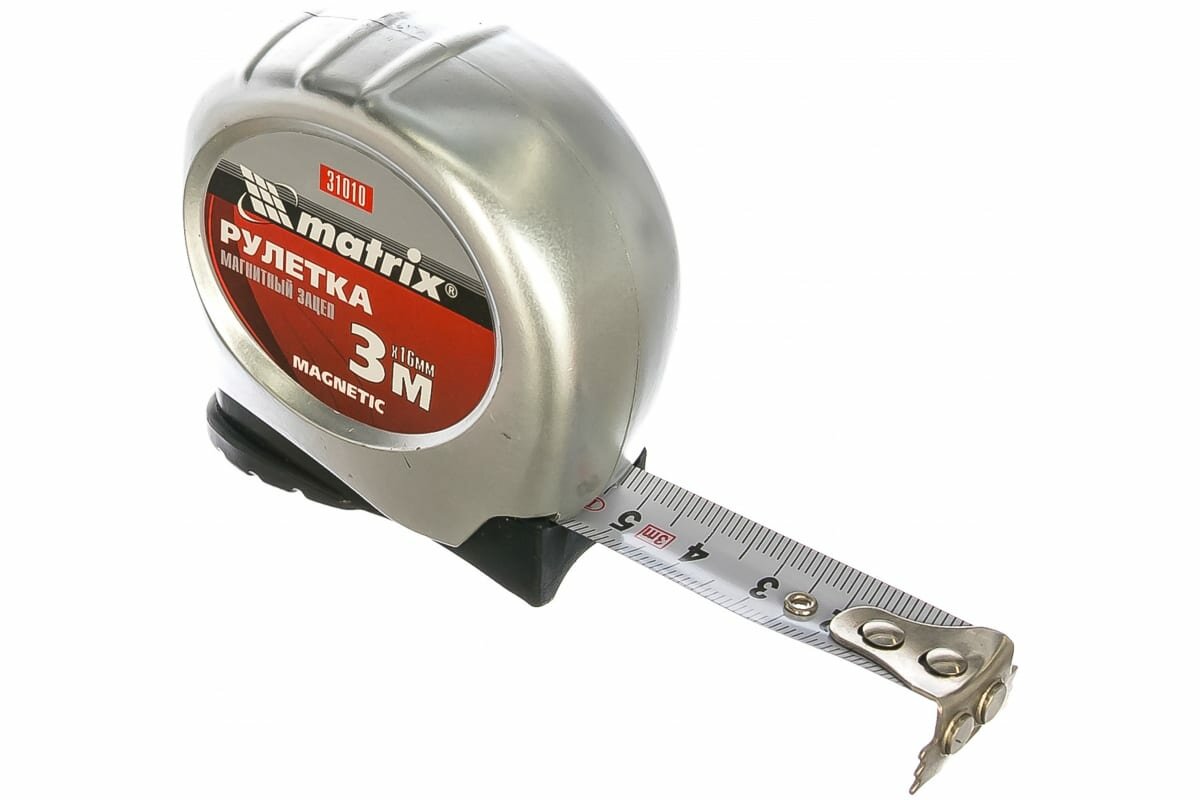 Рулетка Matrix Magnetic, 3 м х 16 мм, магнитный зацеп//31010