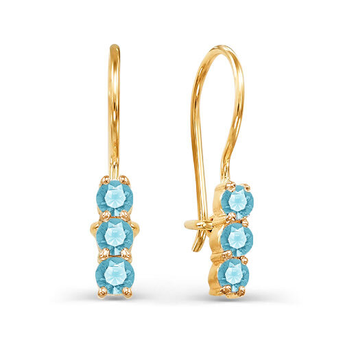 Серьги, красное золото, 585 проба, кварц синтетический