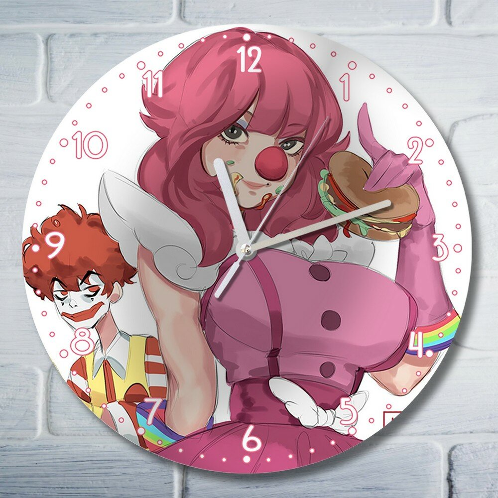 Настенные часы УФ "эстетика девушка (клоун, мемы, клоунесса) - 10053"