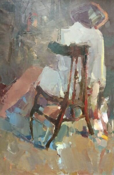 ART-Salon at Oktyabrskaya картина "Девушка на стуле", 60х40 см, холст, масло, авторская работа