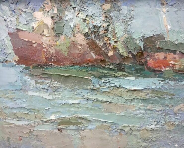 ART-Salon at Oktyabrskaya картина "Порт. Камышин", 24х30 см, холст, масло, авторская работа