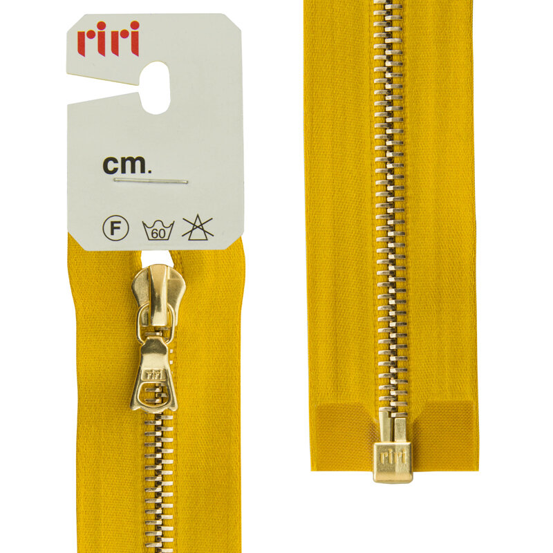 Молния металл Gold разъёмная 1 замок на атласной тесьме 6 мм 70 см цвет 5339 горчичный