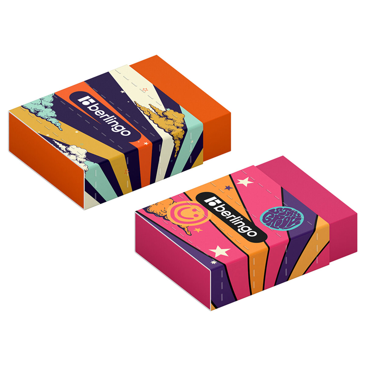 Комплект 144 шт, Ластик Berlingo "Groovy", Eco-PVC, картонный держатель, 45*32*11мм