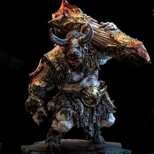 Минотавр Воин 54мм, Варвар, Grand Alliance Chaos Beasts of Chaos Bullgors миниатюра для DnD (ДнД) и других Настольных игр (НРИ, Варгеймов или РПГ), фентези тематика