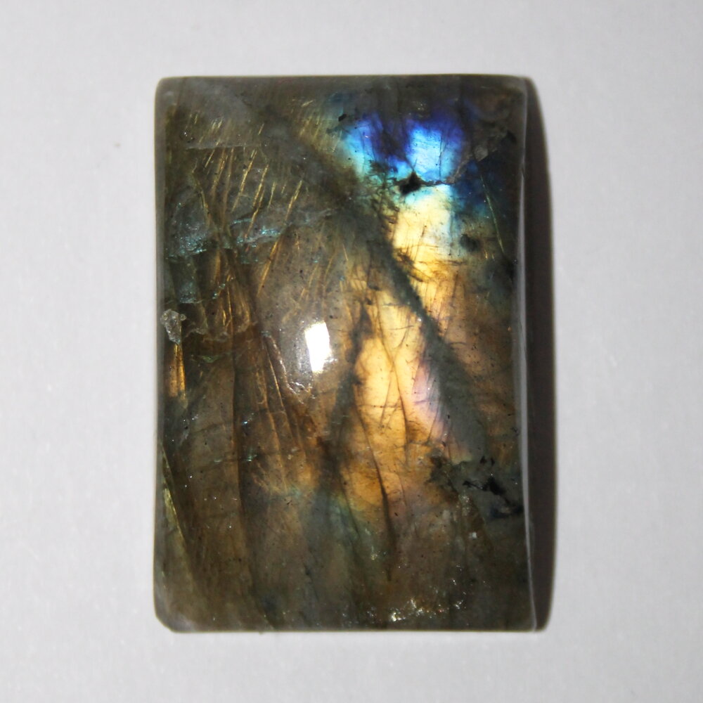 Лабрадор кабошон, натуральный камень, 31х21х5 мм, Мадагаскар, "True Stones"