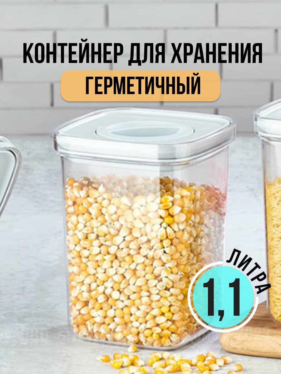 Контейнер герметичный ORGANIZER 1,1 л, прямоугольный, вакуумный