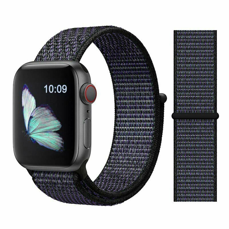 Нейлоновый ремешок для Apple Watch 42 / 44 / 45 / Ultra 49 mm Sport Loop Purple/Black
