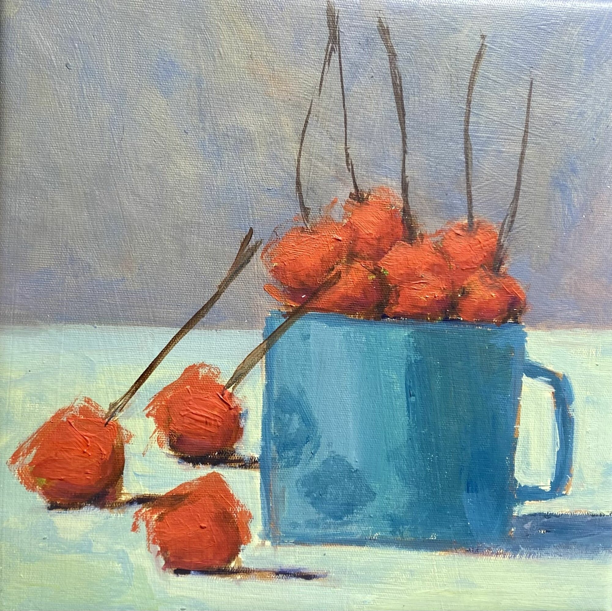 Черешня натюрморт 12 холст маслом современный художник Петербург Черешня натюрморт