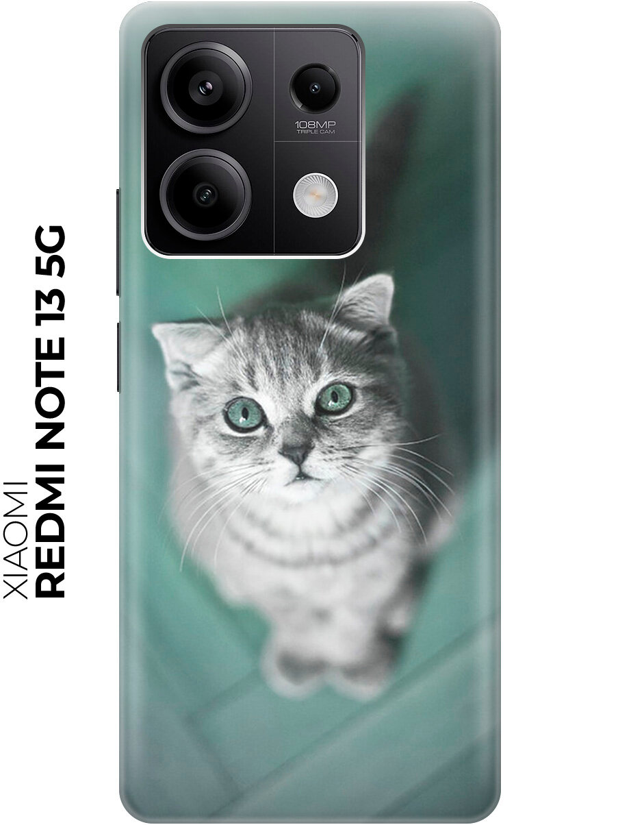 Силиконовый чехол на Xiaomi Redmi Note 13 5g / Сяоми Редми Ноут 13 5г с рисунком "Котик на зеленом полу"