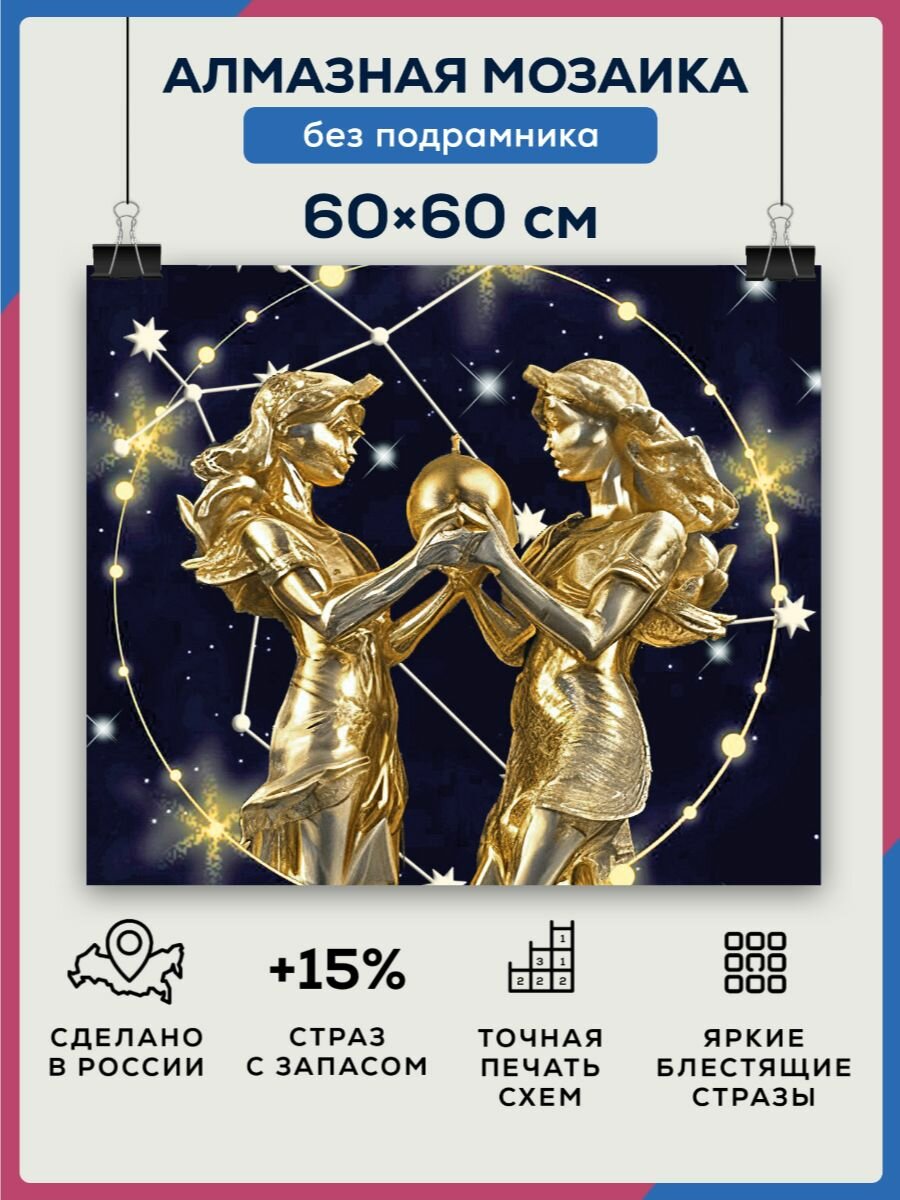 Алмазная мозаика 60x60 Близнецы без подрамника