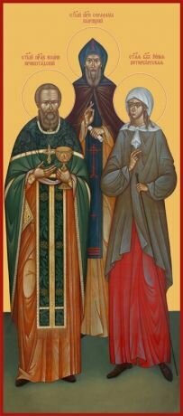 Икона иоанн Кронштадтский, серафим Вырицкий и ксения Петербургская