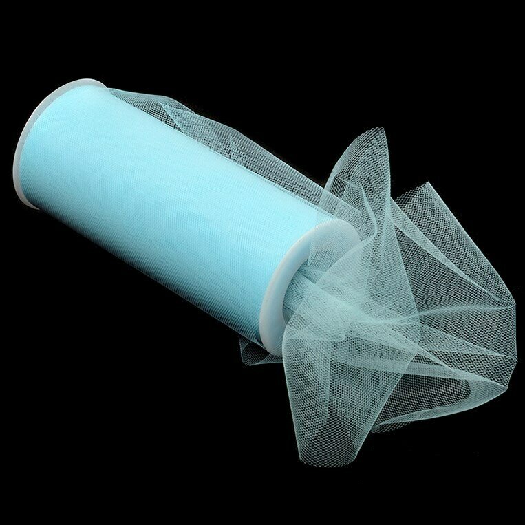 Фатин в роликах (шпульках) средней жесткости 15 см (150мм) цв. св. голубой (22 метра)