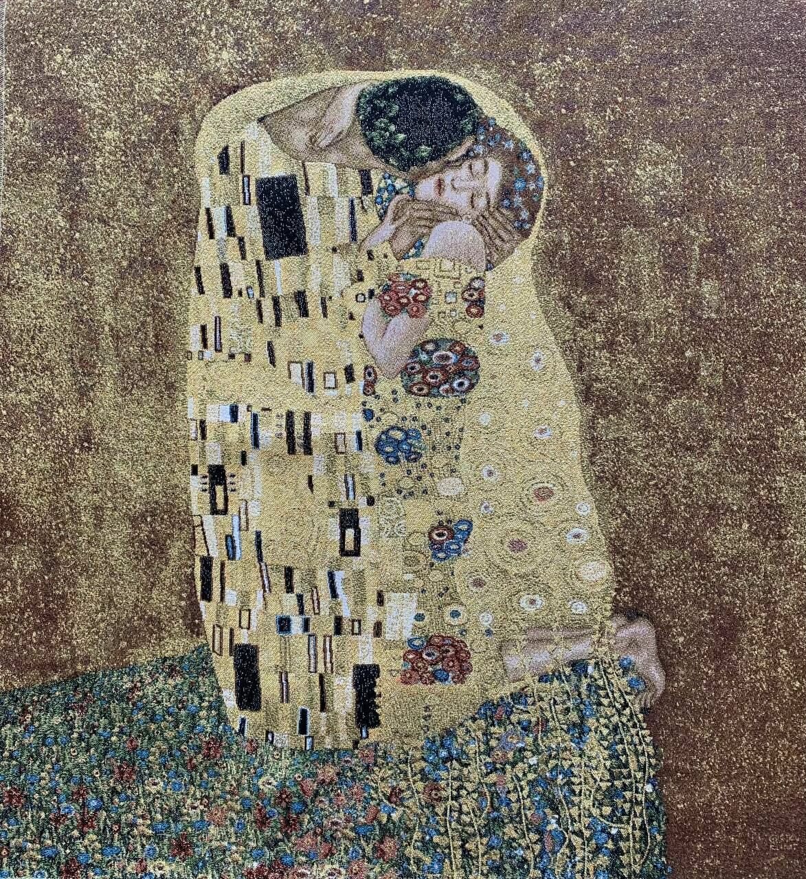 Гобелен, гобелен без рамы с люрексом Густав Климт "Поцелуй" /73х67 см