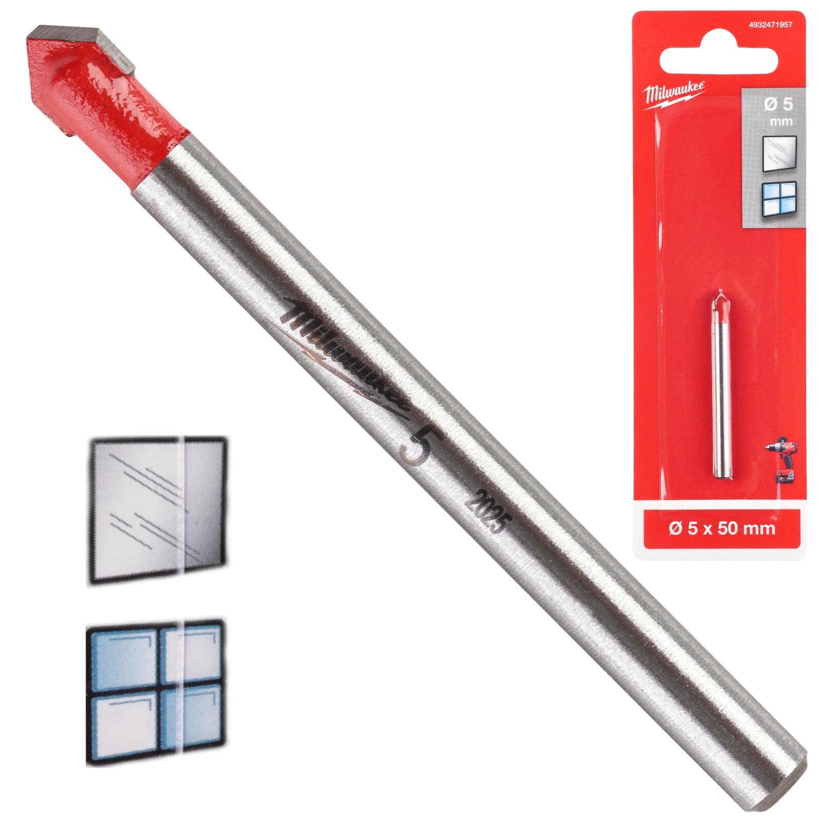 Сверло по стеклу и плитке 5x50 мм Milwaukee 4932471957