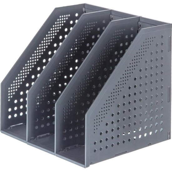 Накопитель Deli вертикальный 78995DGrey складной 3 отделения темно-серый