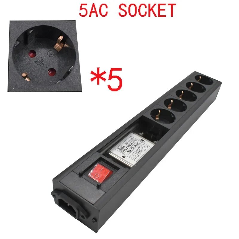 Фильтры питания Strider Rui для Европы 16А 4000Вт 5AC, Extension cable 2M