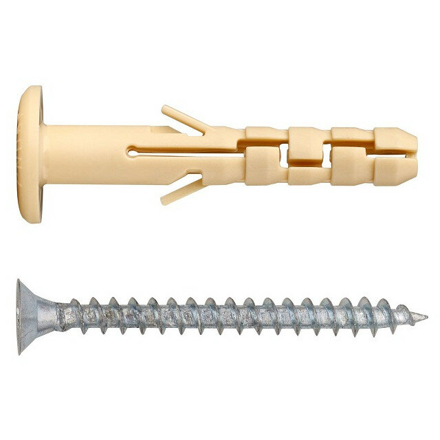 PND дюбель распорный нейлоновый 6x40мм с широким фланцем 14мм, с шурупом 4x40мм, 70 шт