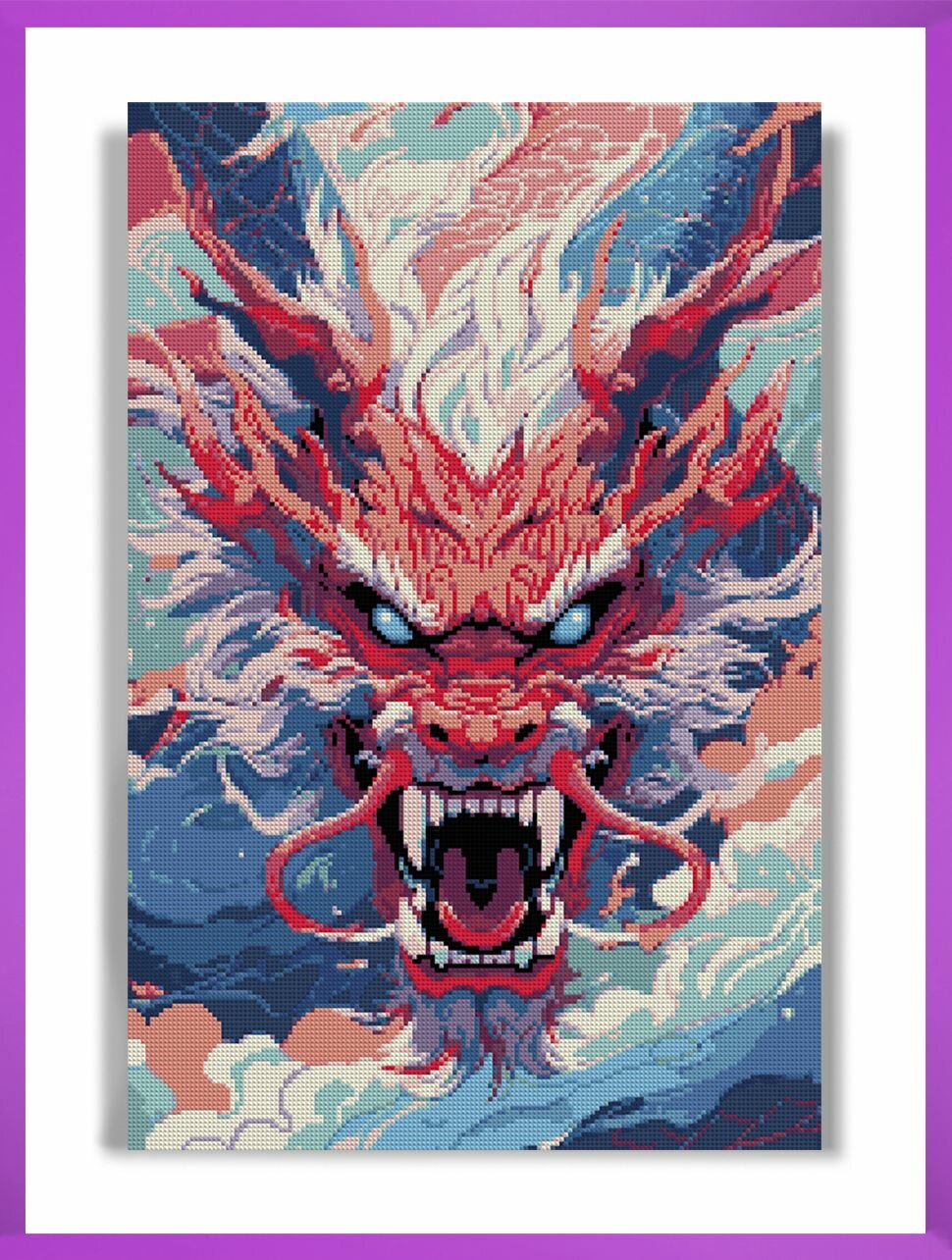 Алмазная мозаика на подрамнике - вышивка Небесный дракон 40 х 60 см