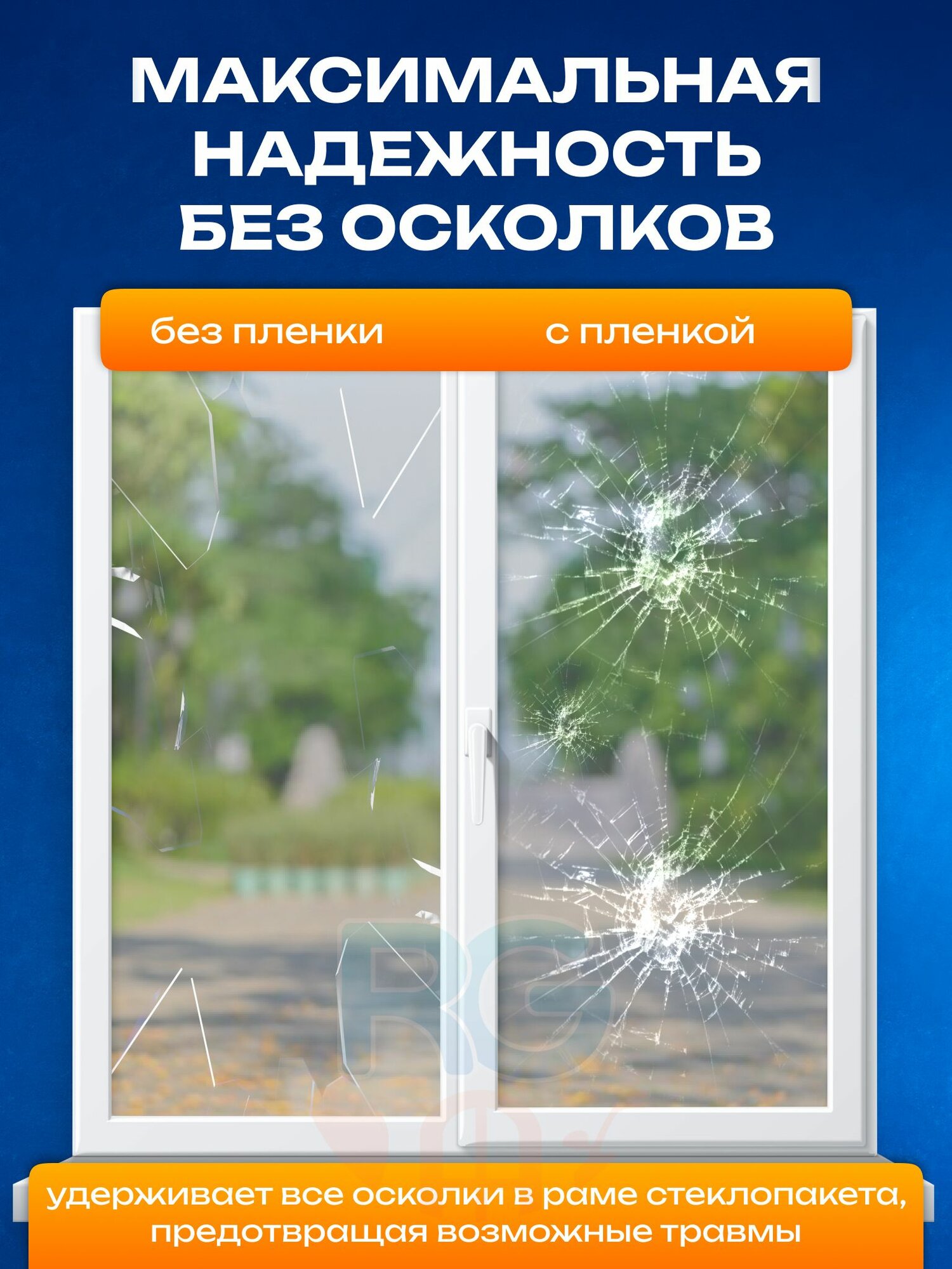 Бронепленка на окно 200 микрон. Пленка на окна от осколков 50х200 см.