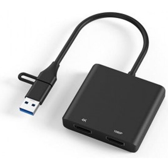 Адаптер Ks-is KS-821L1 USB 3.0 на HDMIx2 4K+1080p чип T6-688SL