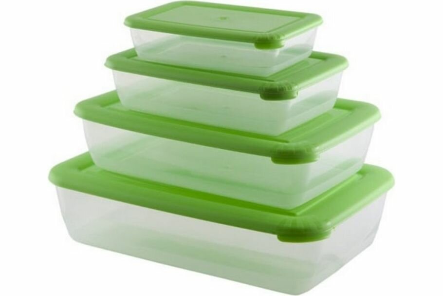 Комплект контейнеров для СВЧ "Лайт" 4шт (0,45+0,9+1,9+3)л прямоуг. арт. С556