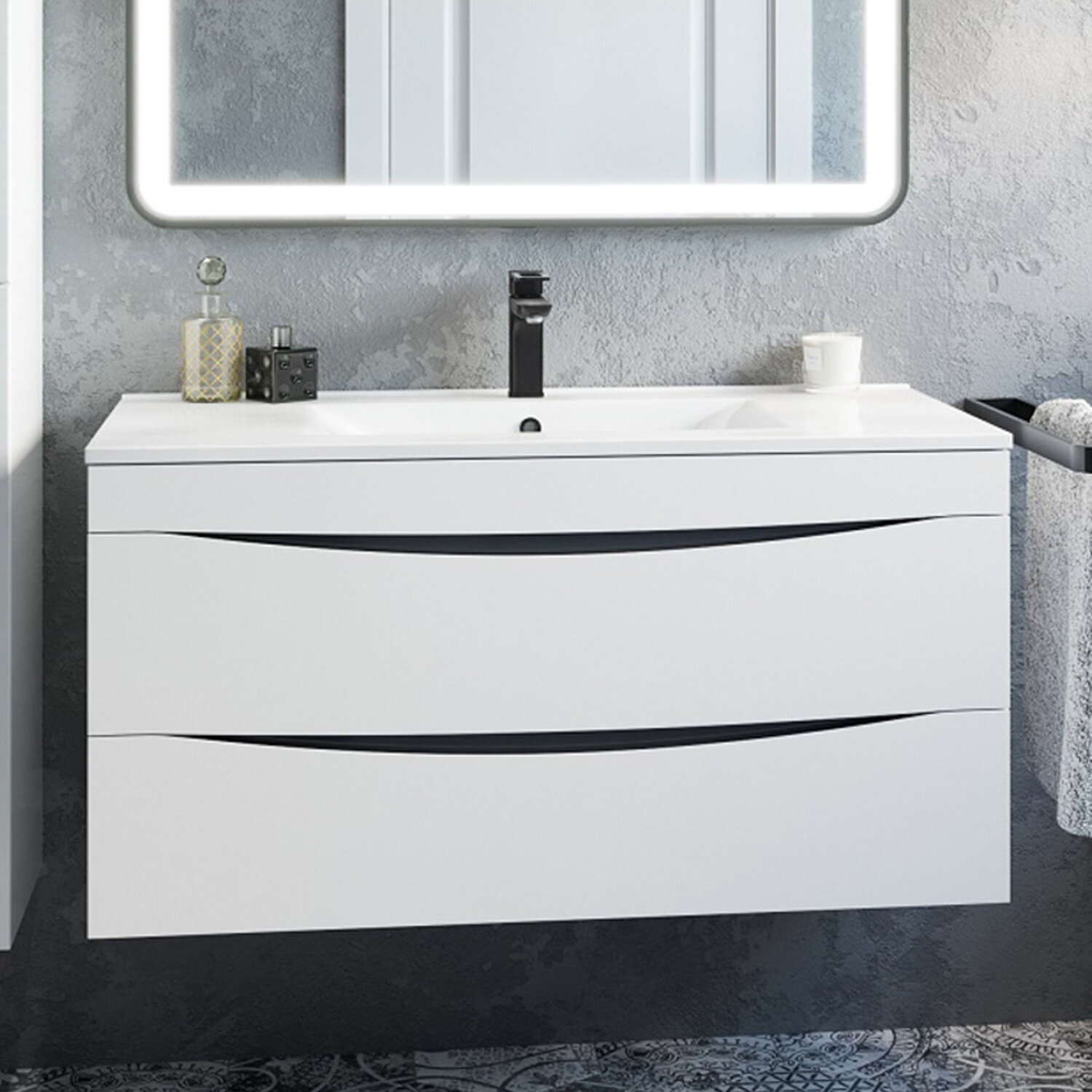 Тумба с раковиной IDDIS Cloud CLO10W1i95K подвесная 100 см белая