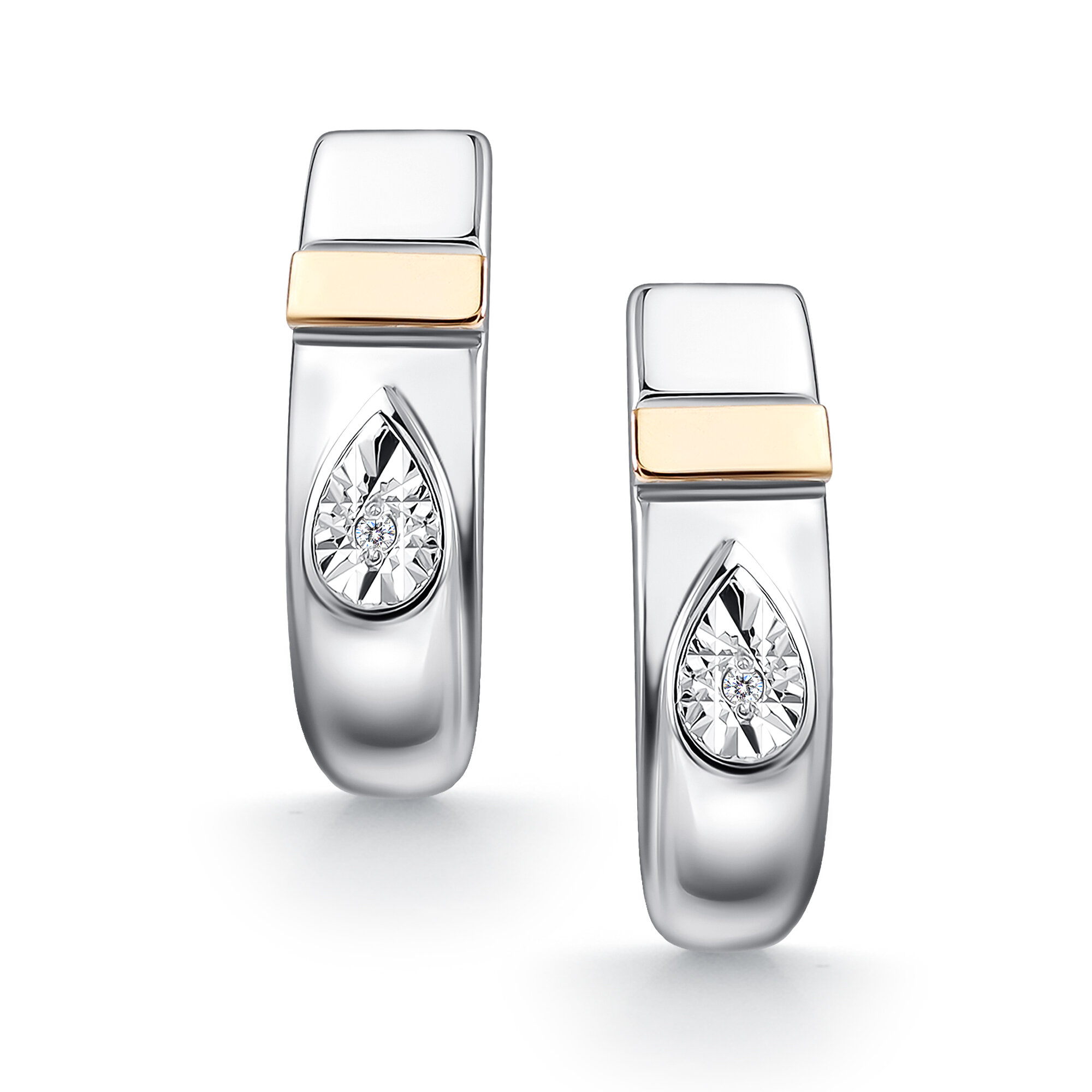 Серьги, серебро, золото, 585, 925 проба, родирование, бриллиант