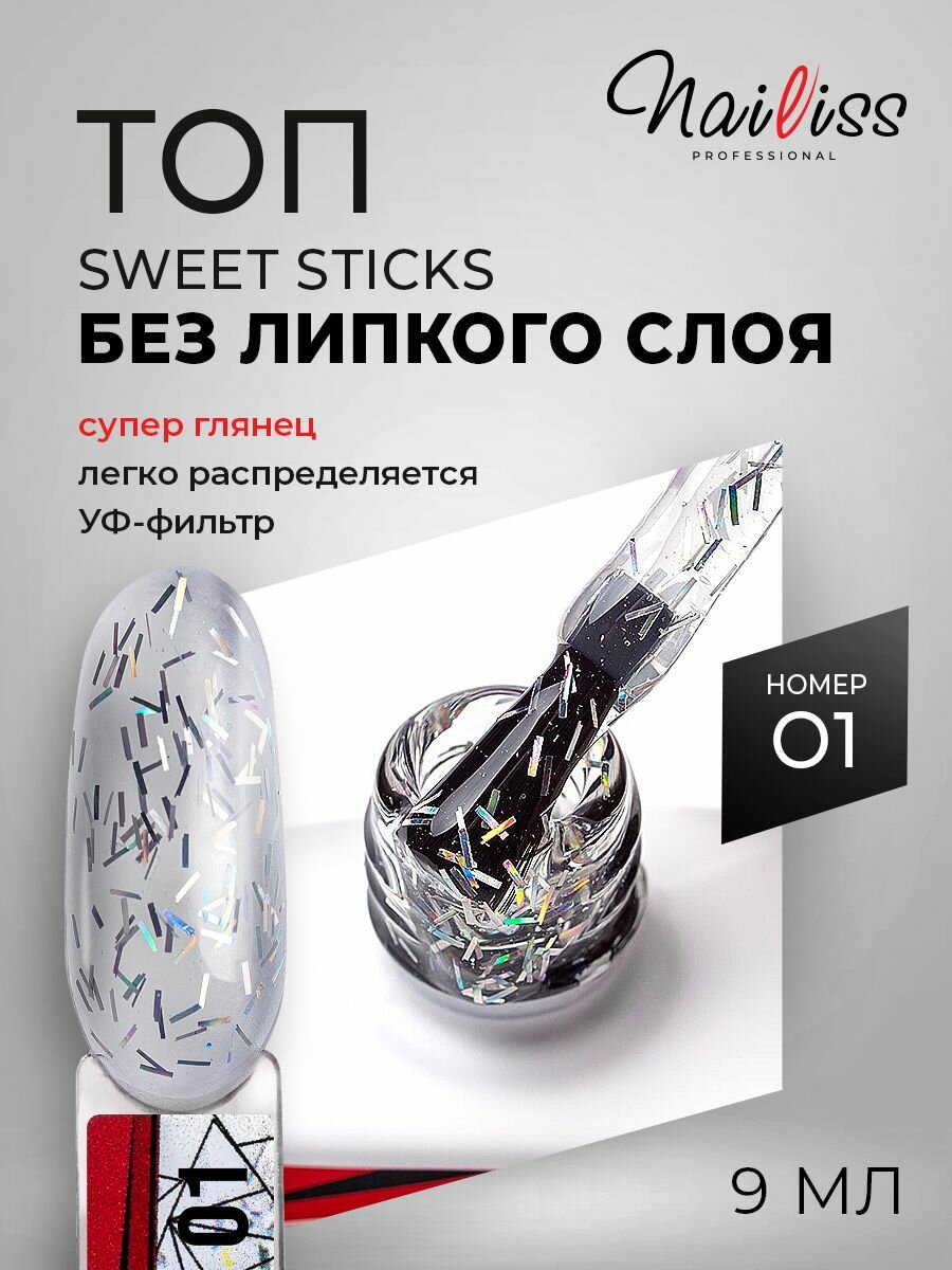Топ для гель лака ногтей без липкого слоя глянцевый №01 Nailiss, 9 мл
