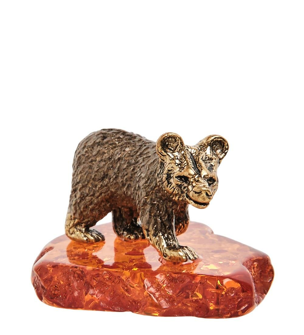 Фигурка Медведь (латунь, янтарь) A2101913 Народные промыслы бронзовый