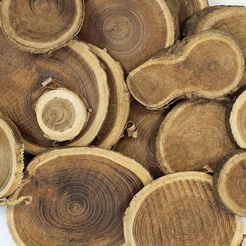 Спилы ШвейТорг №MQ-3612, натуральное дерево, бежевые, диаметр от 3 до 8см