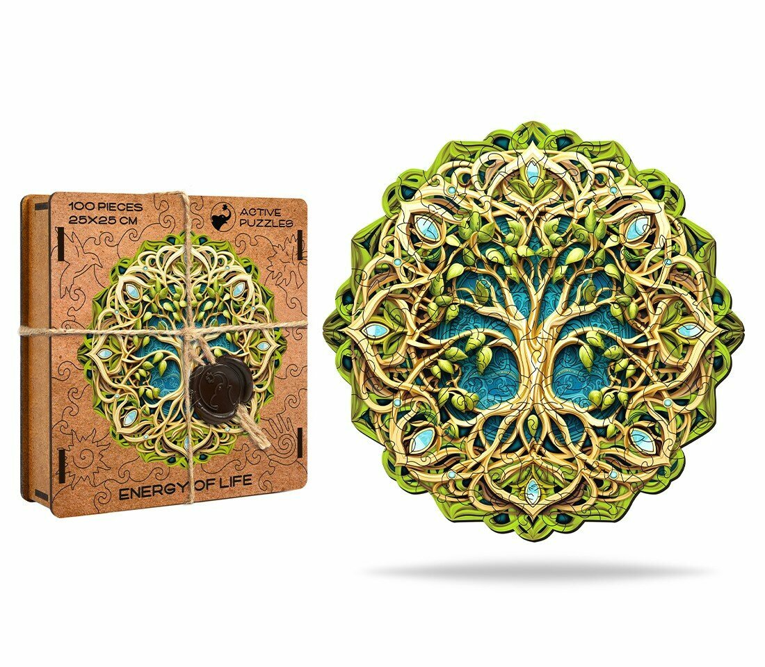 Пазл Active Puzzles "Мандала Энергия Жизни", дерево, УФ-печать, 100 элементов