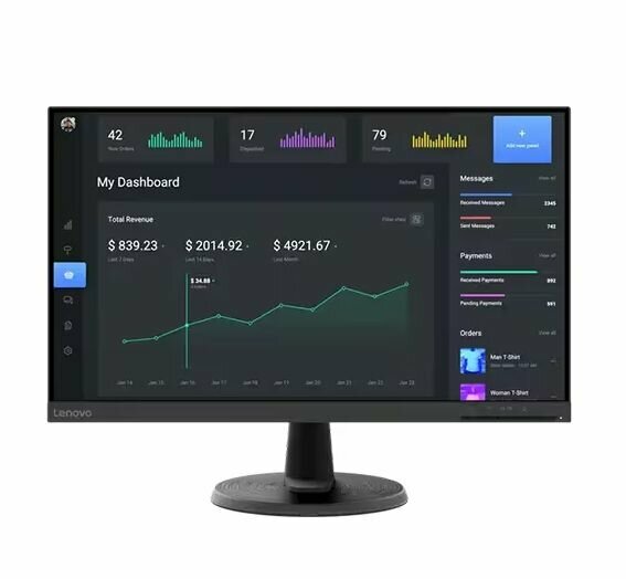 Монитор Lenovo ThinkVision C24-40 (63DCKAT6UK), черный