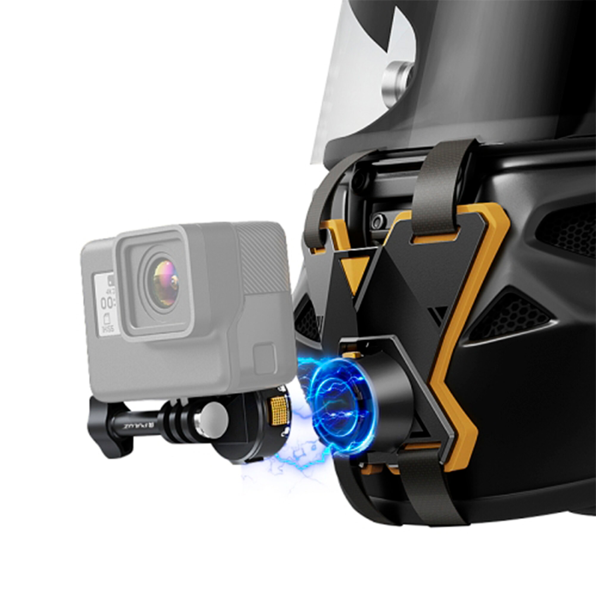 Магнитное быстроразъемное крепление на мотоциклетный шлем для GoPro и других экшн камер, PULUZ, черный