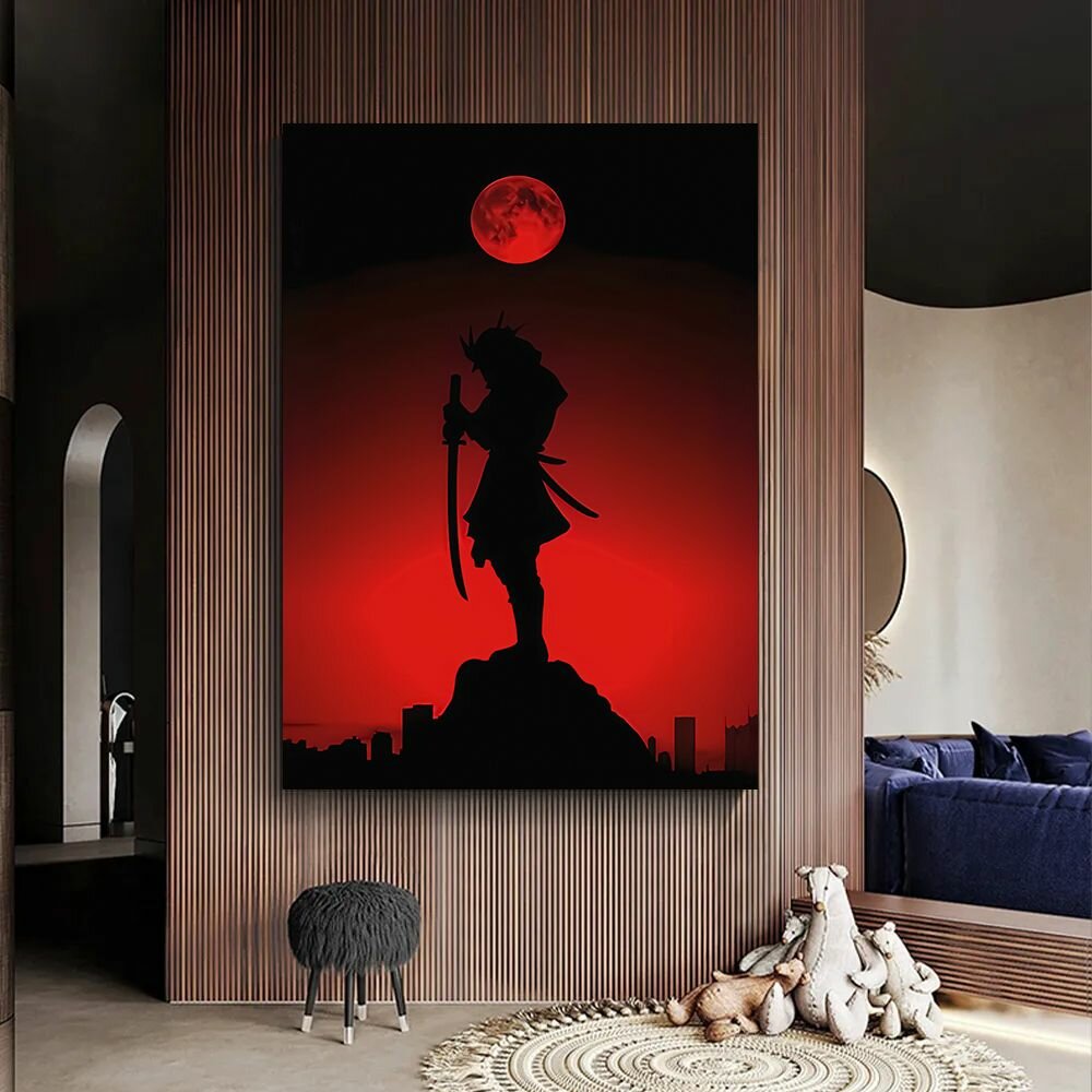 Картина "Самурай", на холсте, на подрамнике, 30x40 см, экологичные чернила