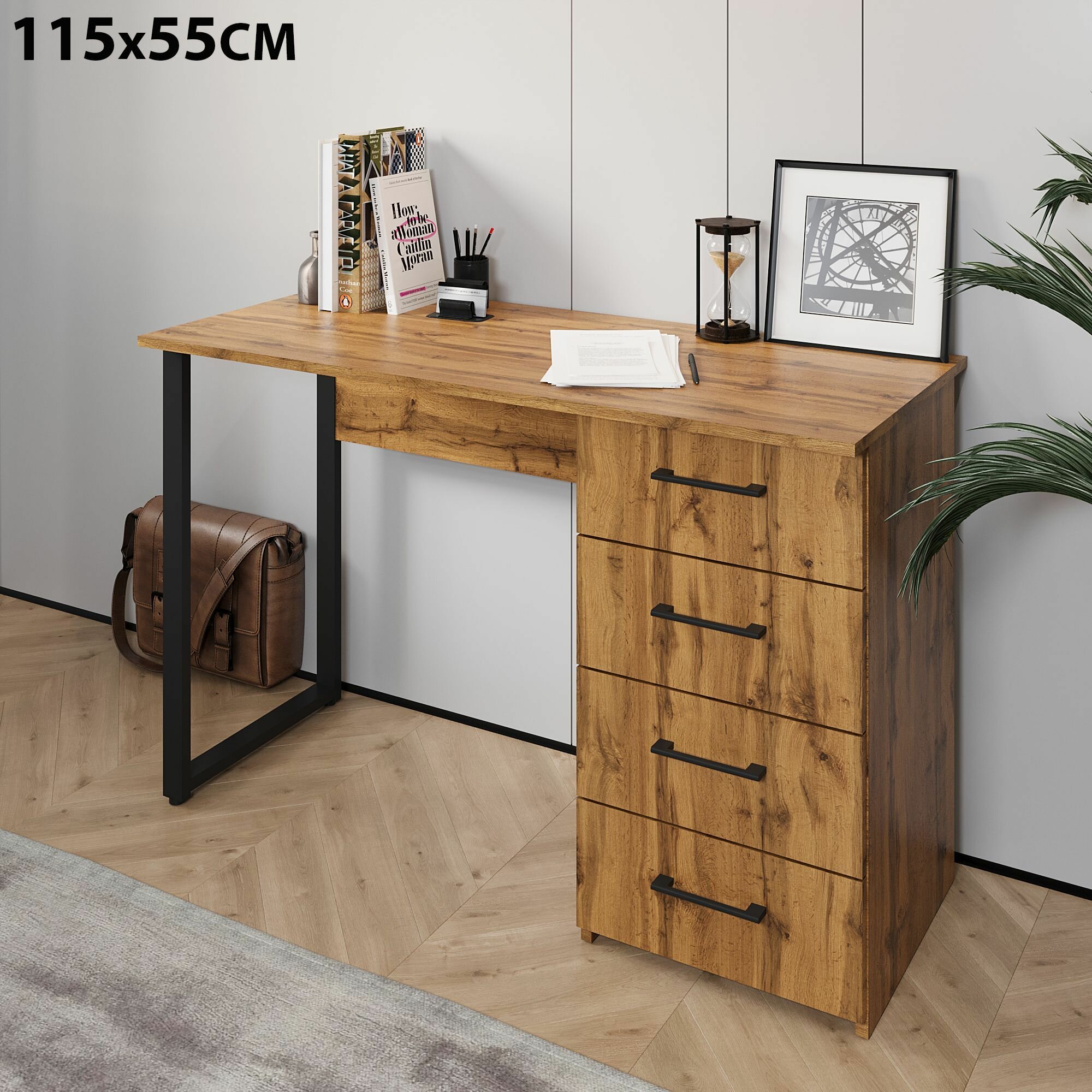 Стол письменный Лофт, 4 ящика, 115х55, цвет дуб вотан