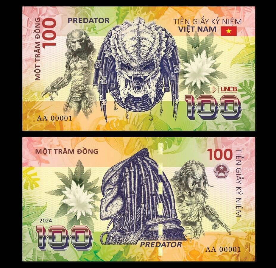 100 dong Vietnam - Predator (Хищник). Памятная банкнота. UNC