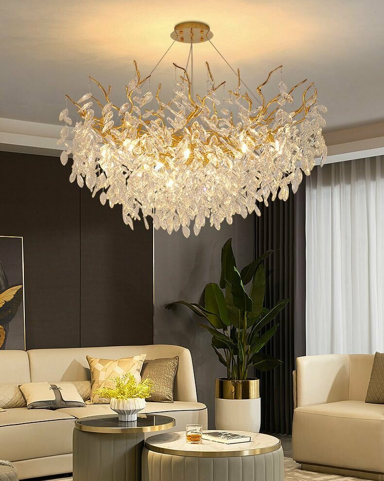 Золотая роскошная хрустальная люстра, ArtPad, Led, G9, Раунд 65см