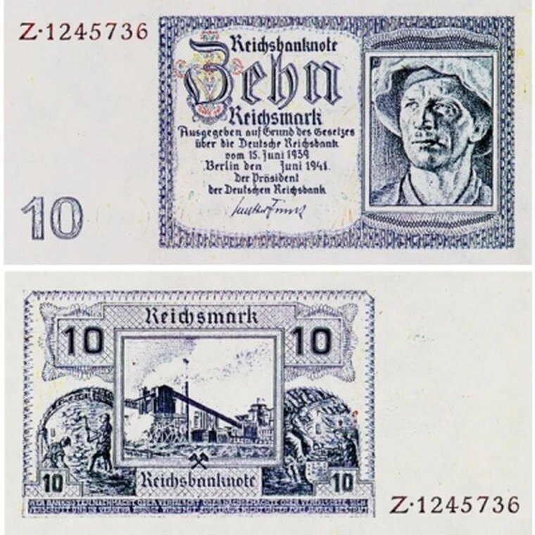 Проект 10 рейхсмарок 1941 года Германия, сувенирная копия, банкноты и купюры редкие коллекционные