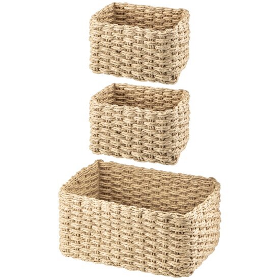 Набор EL Casa 3 плетеных корзинок , соломенный, 28*22*14 см (240349)