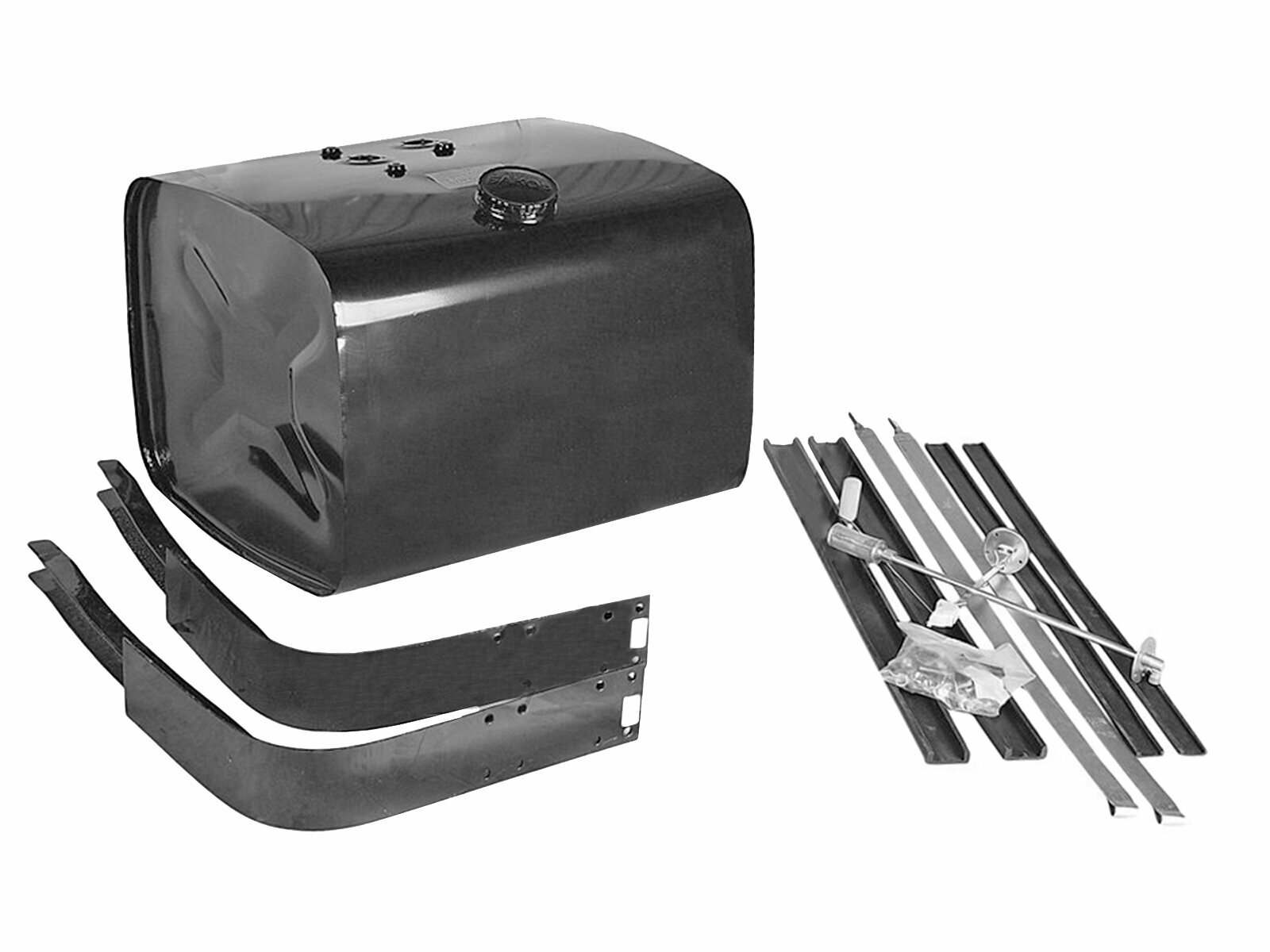 Бак топливный КАМАЗ 210л (530х650х690) с комплектом для установки + РТИ в сборе бакор