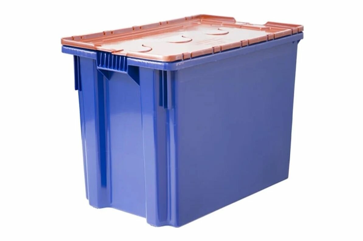 Ящик Дигрус п/э сплошной 600х400х400 синий с оранжевой крышкой Я/СПЛ-6440-КР-СОКР/Д