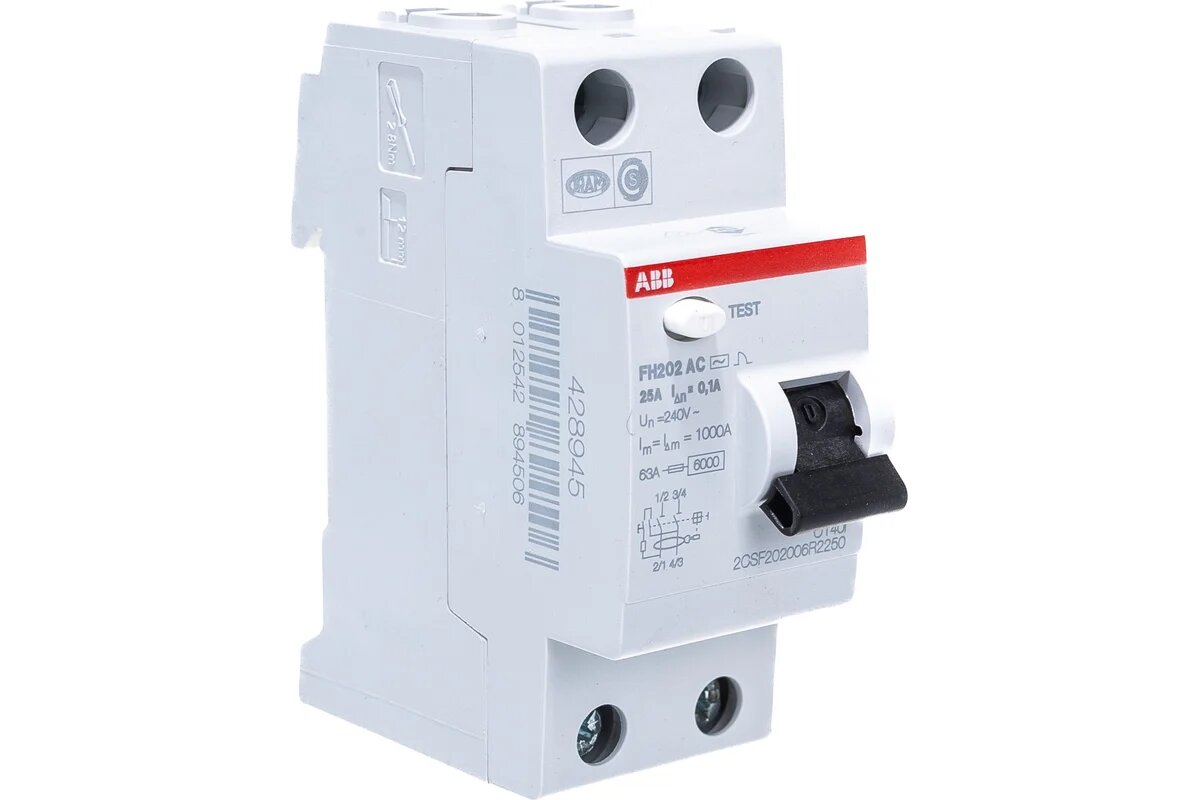 ABB Выкл. диф. тока 2мод. FH202 AC-25/0,1 2CSF202006R2250