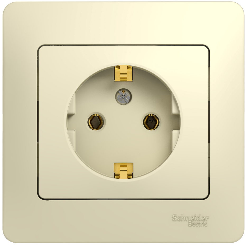 Розетка силовая штепсельная Systeme Electric / Систем Электрик Glossa, 16А 250В IP20 бежевый, с заземляющим контактом GSL000242 / электрооборудование