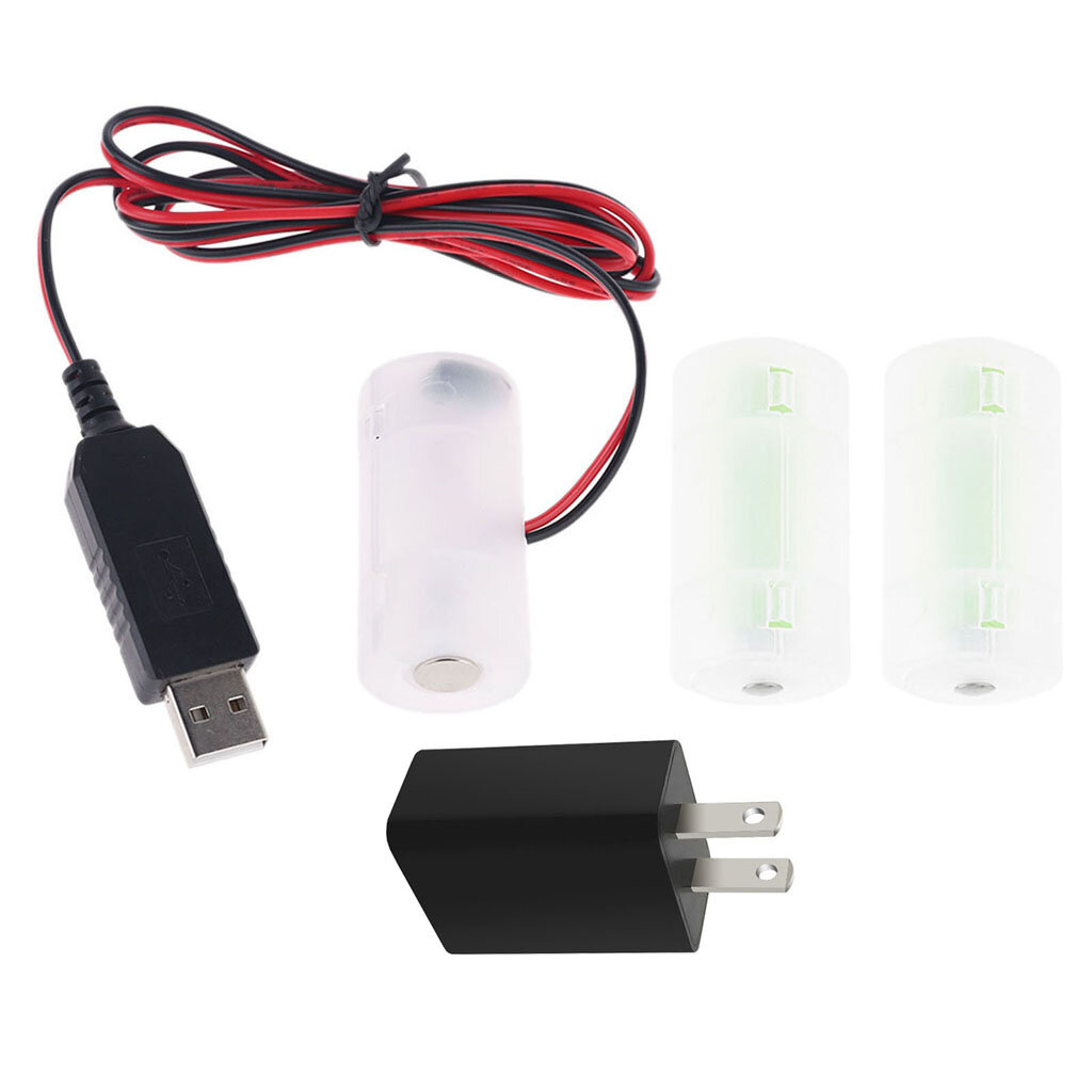 USB-адаптер с разъемом US Plug Замените 1-4 шт 1,5 3 4,5 6V LR14 C Battery Eliminator для часов, игрушек, электронных устройств