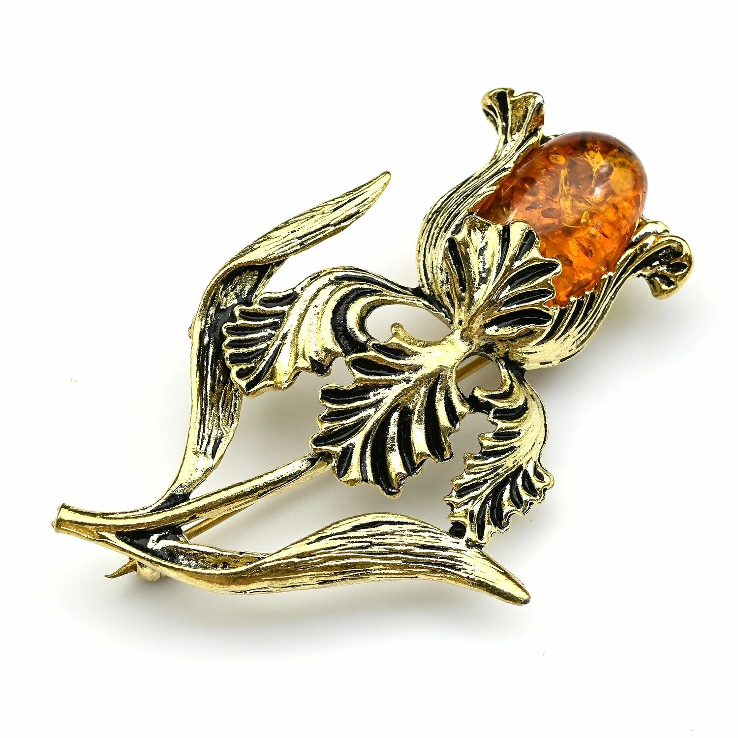 Брошь, янтарь