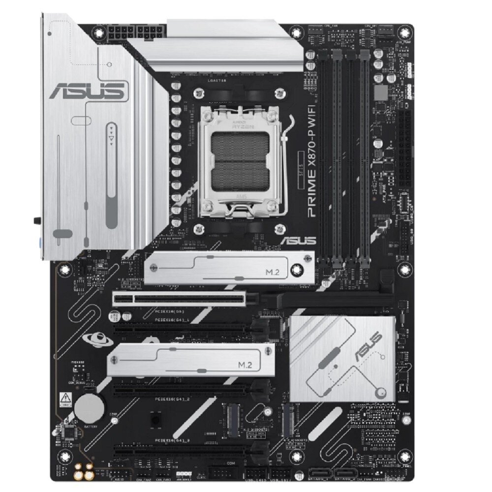 Материнская плата ASUS PRIME X870-P WIFI (Socket AM5, ATX, 4xDDR5(256GB), HDMI 2.1, 1xPCIe 5.0x16/3xPCIe 4.0x16, 1xLAN (2.5GbE), 2xSATA 6Gb/s, 4xM.2, RAIDXpert2 Technology, Wi-Fi 7, 2xType-C, Wi-Fi 7, 4xUSB 3.2, 2xUSB)