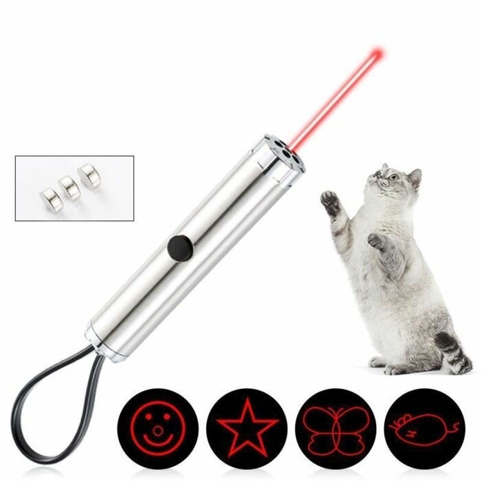 Лазерная указка, лазер для животных 5 видов луча, 3 LR44, красный луч, 6.8 х 1.3 см