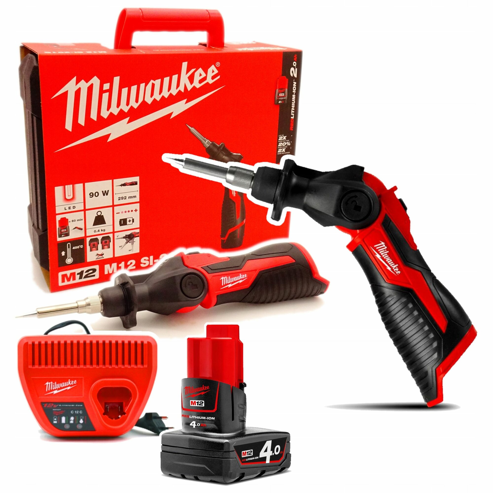 Паяльник Milwaukee M12 SI-201C, литий-ионная батарея 2Ah, 400 °C