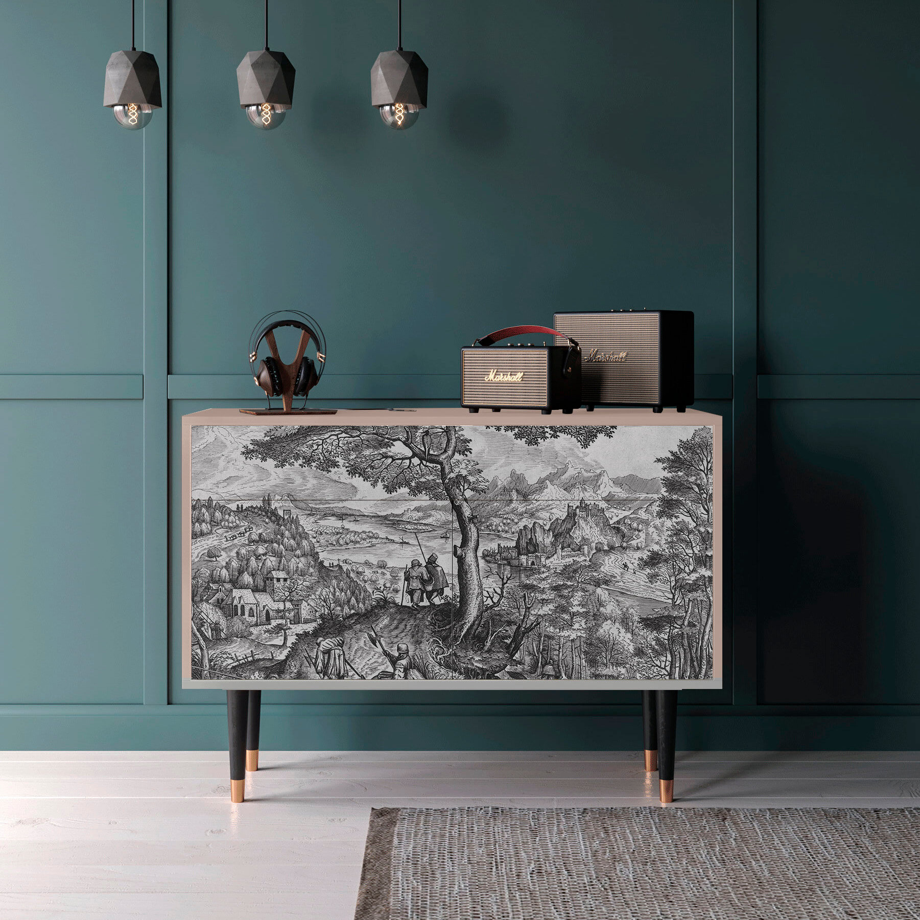 Комод - STORYZ - BS4 Milites Requiescentes by Pieter Breugel, Размер - 115 x 85 x 48 см, Цвет корпуса - Бежевый